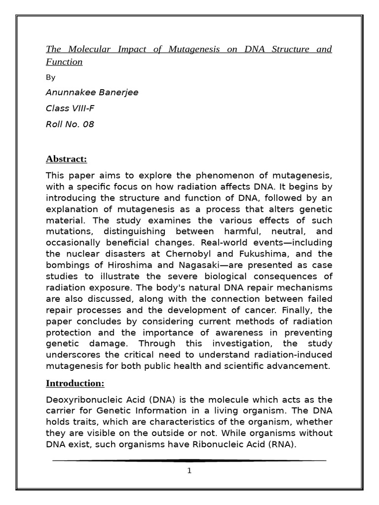 Effects of Radiation on DNA Mutagenesis | PDF | Dna | Dna Repair