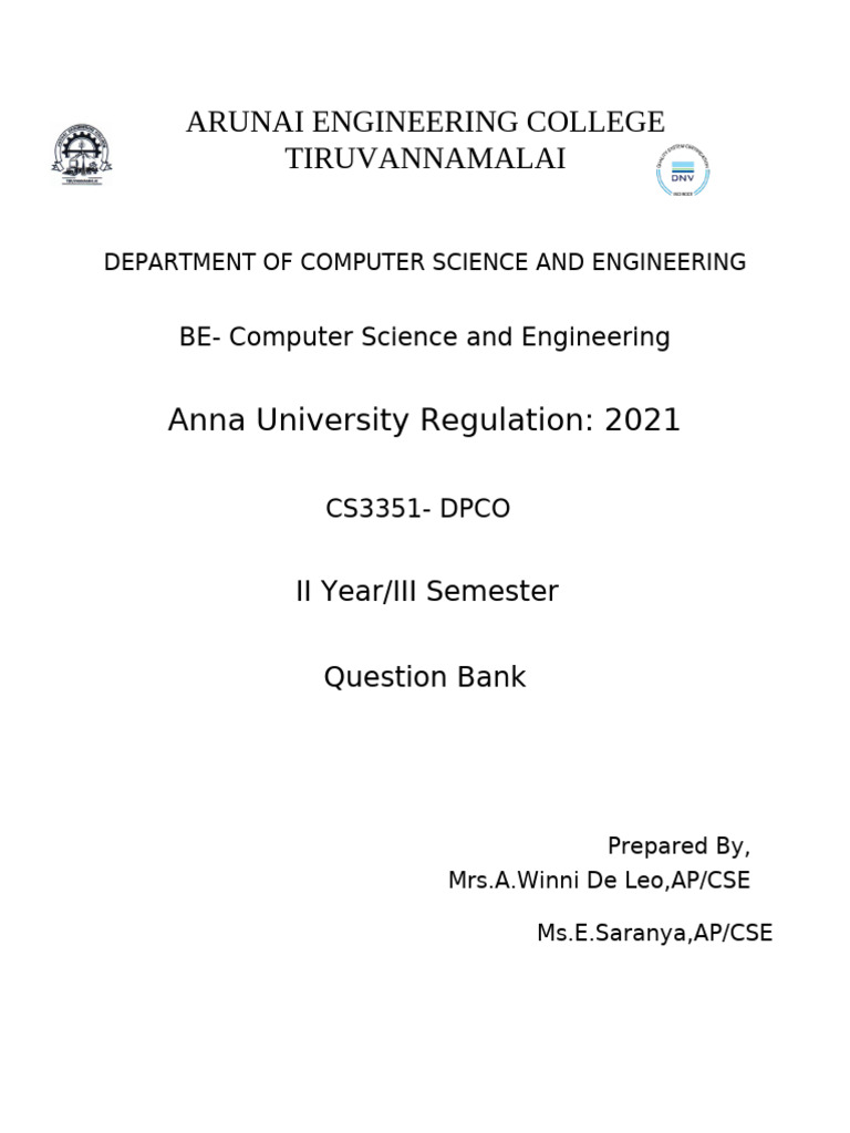 III Cse Cs3351 Dpco QB Unit 3 | PDF | Central Processing Unit | Office Equipment