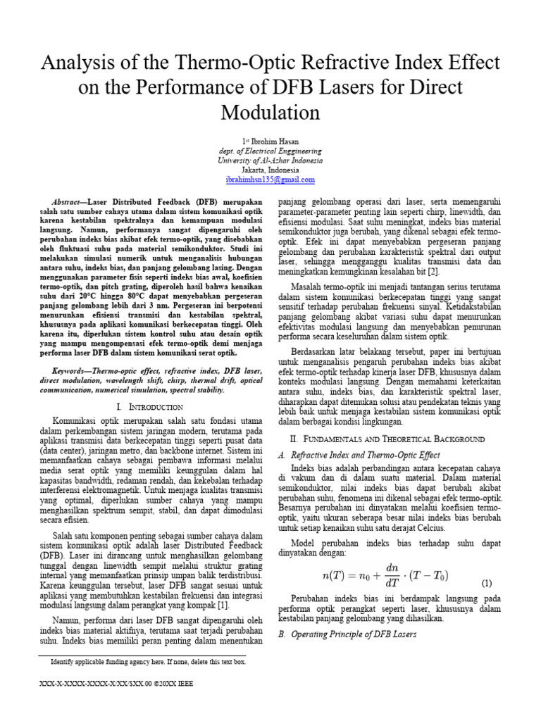Analysis of the Thermo-Optic Refractive Index Effect on the Performance ...