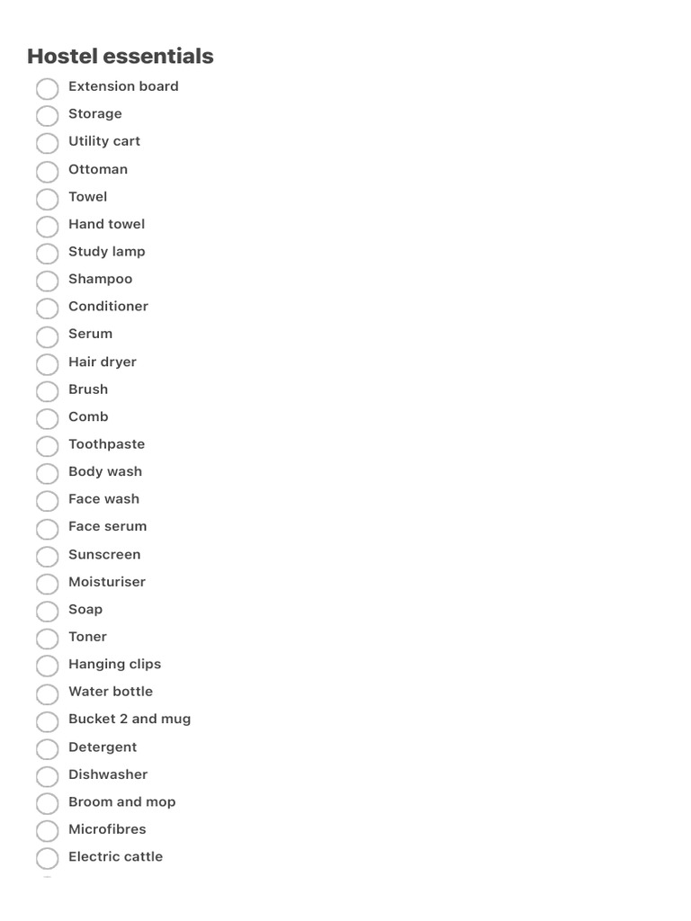 Hostel Essentials | PDF