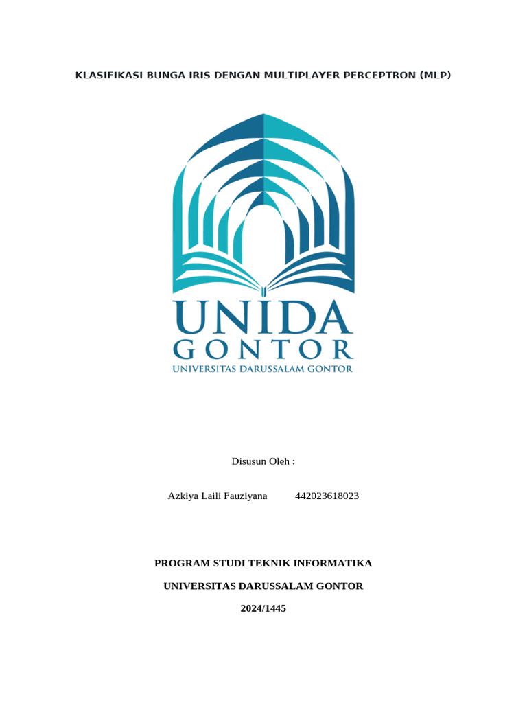 Klasifikasi Bunga Iris Dengan Multilayer Perceptron (MLP) | PDF