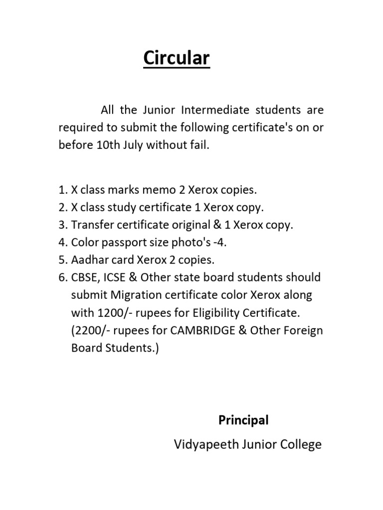 Certificates Circular 1st Year | PDF