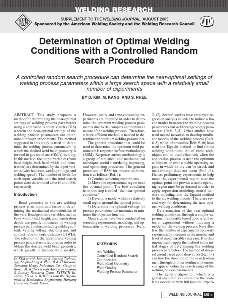 Optimizing Welding Parameters with CRS | PDF | Mathematical ...