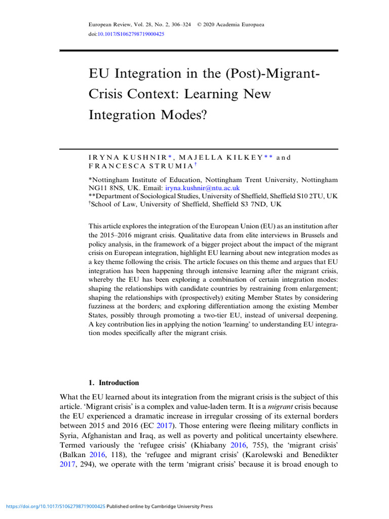 EU Integration Lessons from Migrant Crisis | PDF | Brexit | Enlargement ...