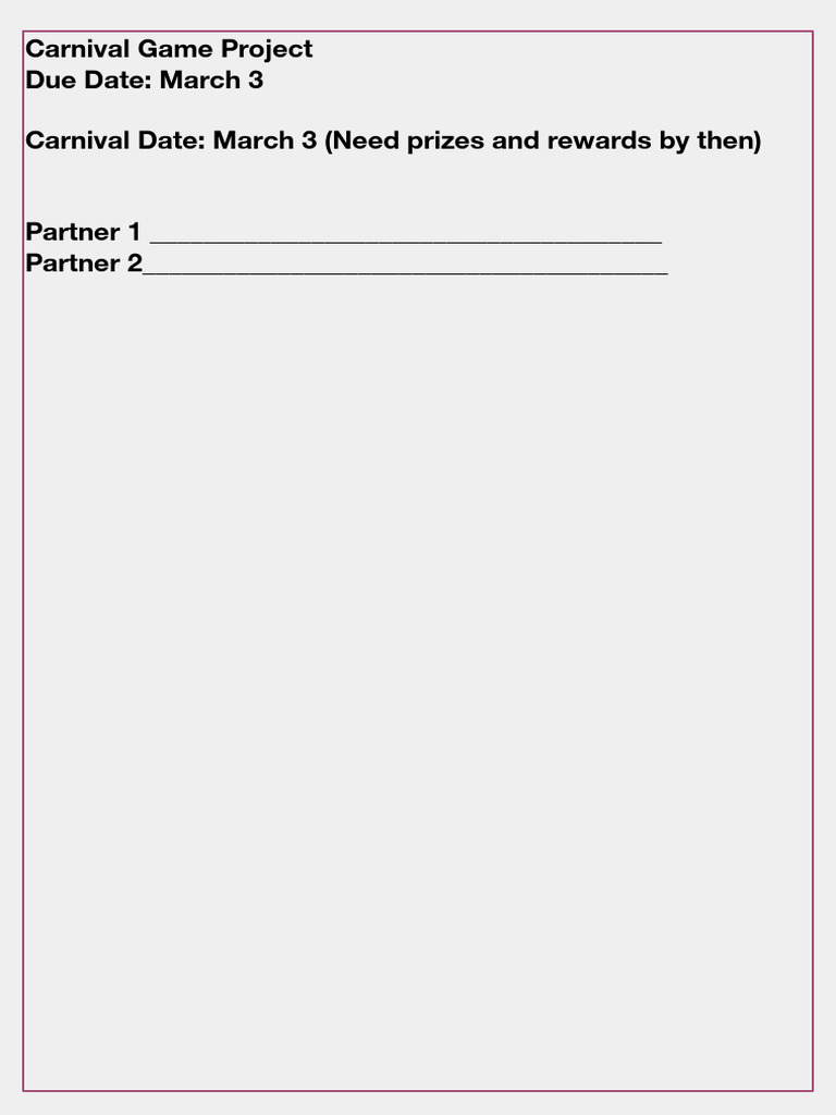 Carnival Project Game | PDF