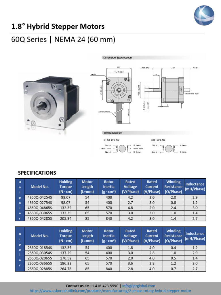 NEMA 24 Stepper Motor Specifications | PDF | Electric Motor ...