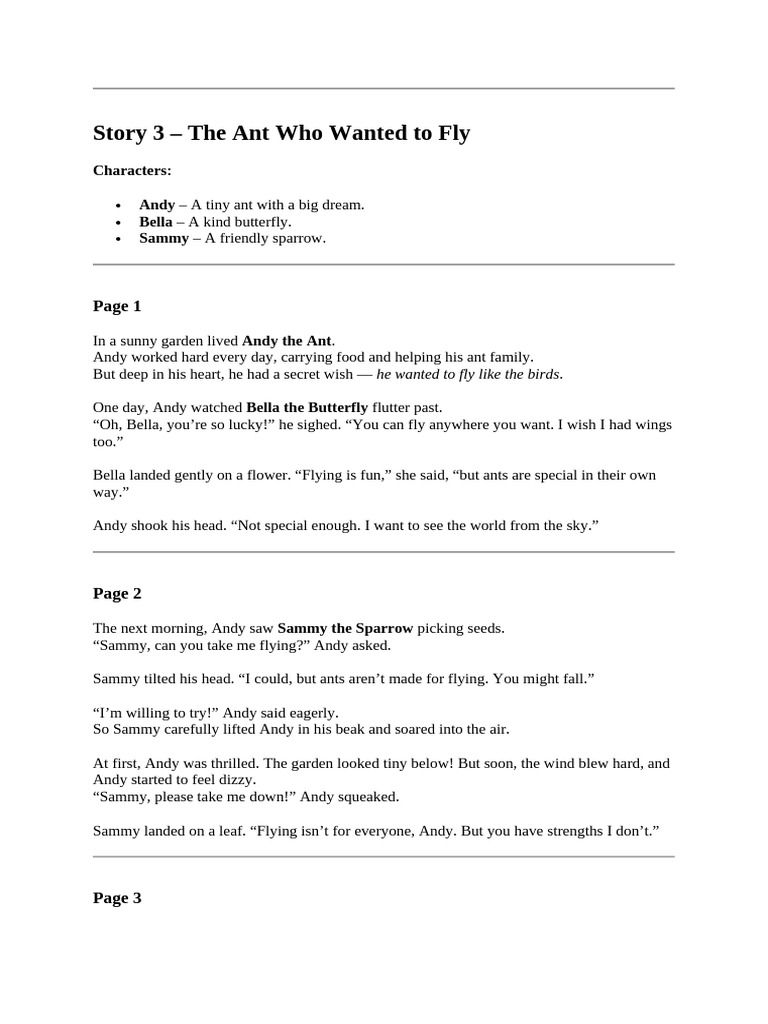 Andy the Ant's Dream of Flight | PDF
