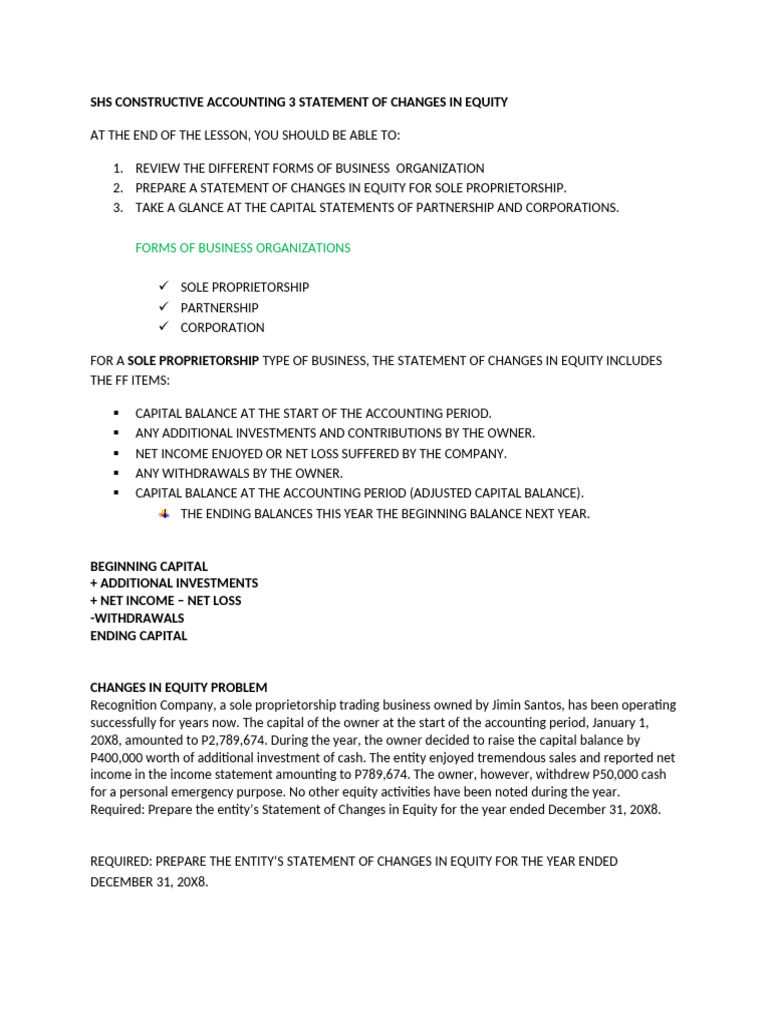Statement of Changes in Equity Guide | PDF | Equity (Finance) | Economies
