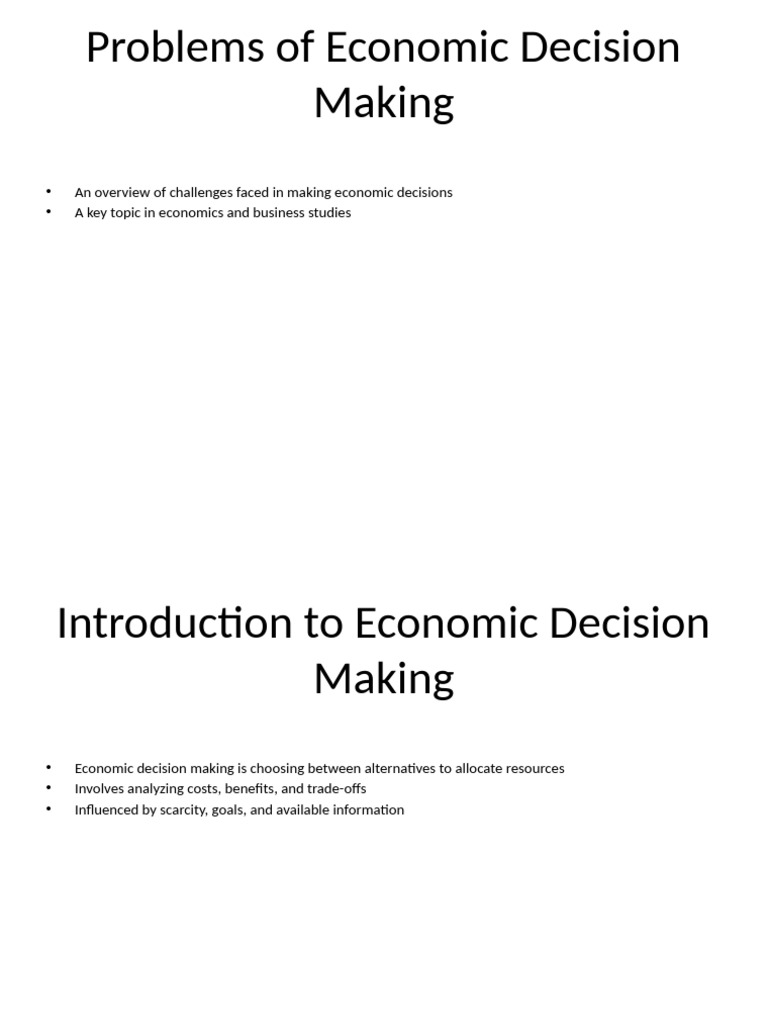 Problems of Economic Decision Making | PDF