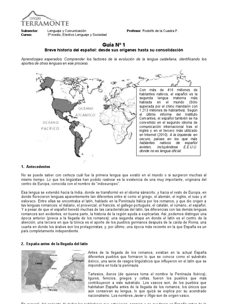 Breve historia del idioma español | PDF | Lengua española | latín