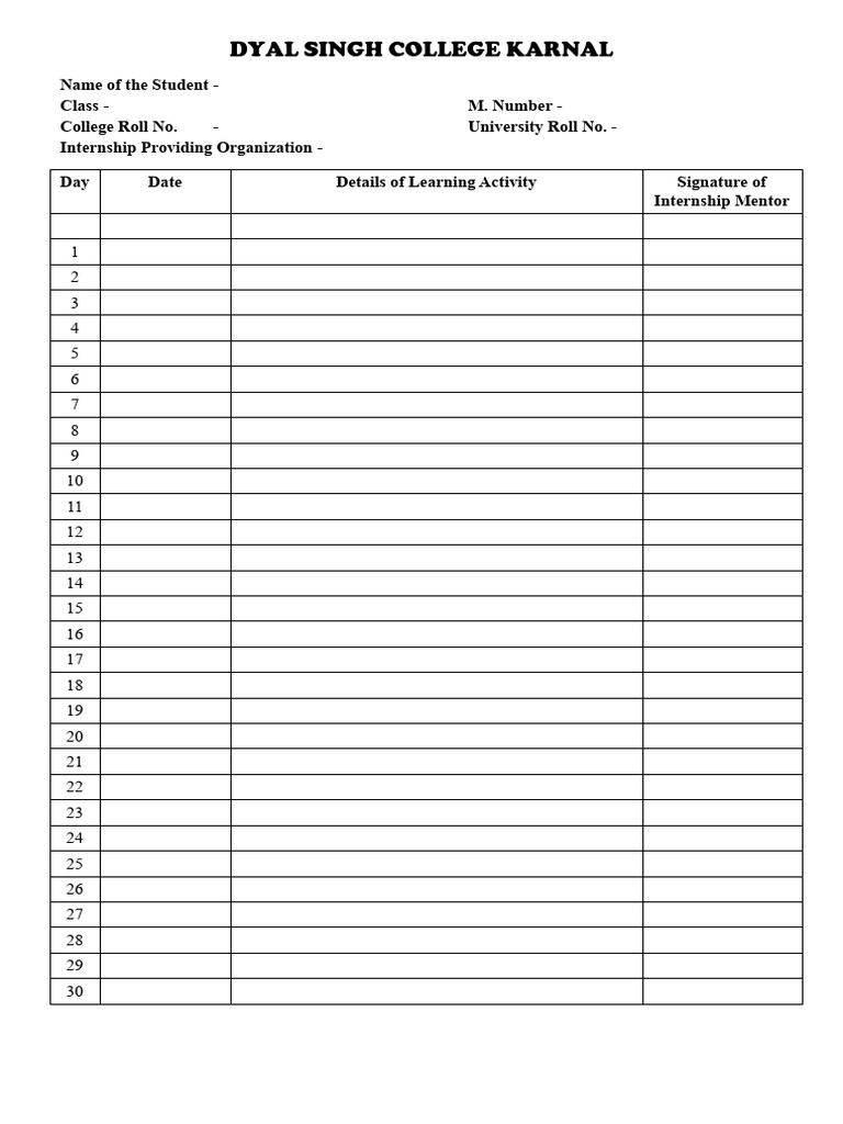 Internship Attendance | PDF