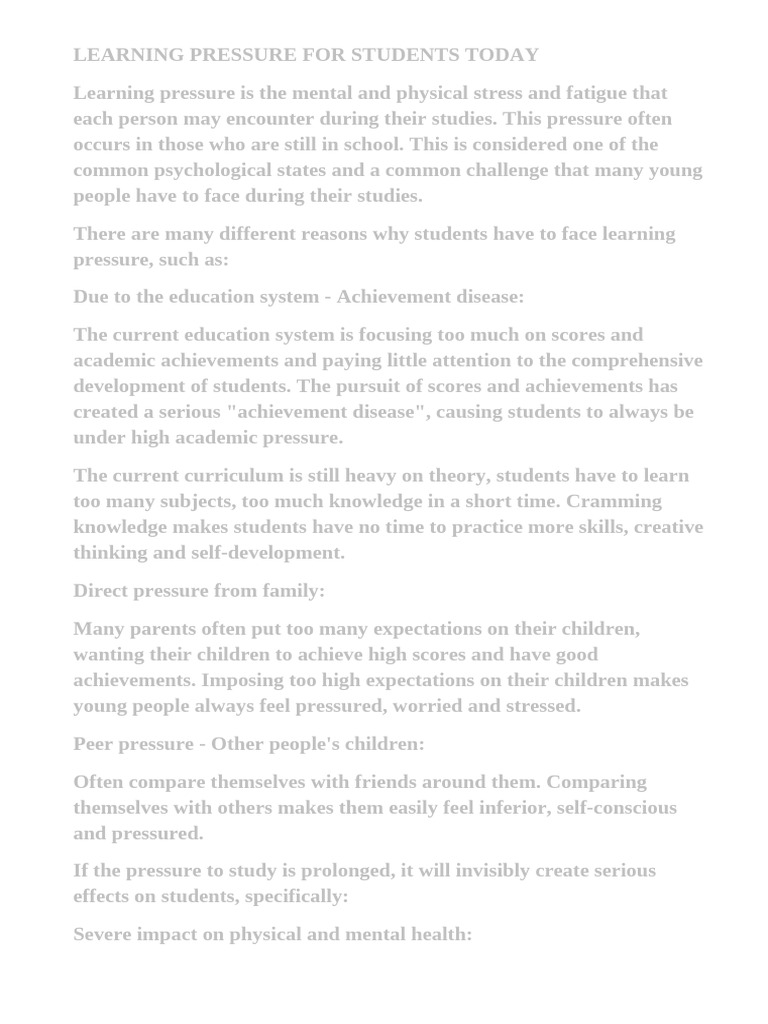 Managing Student Learning Pressure | PDF | Learning | Stress (Biology)