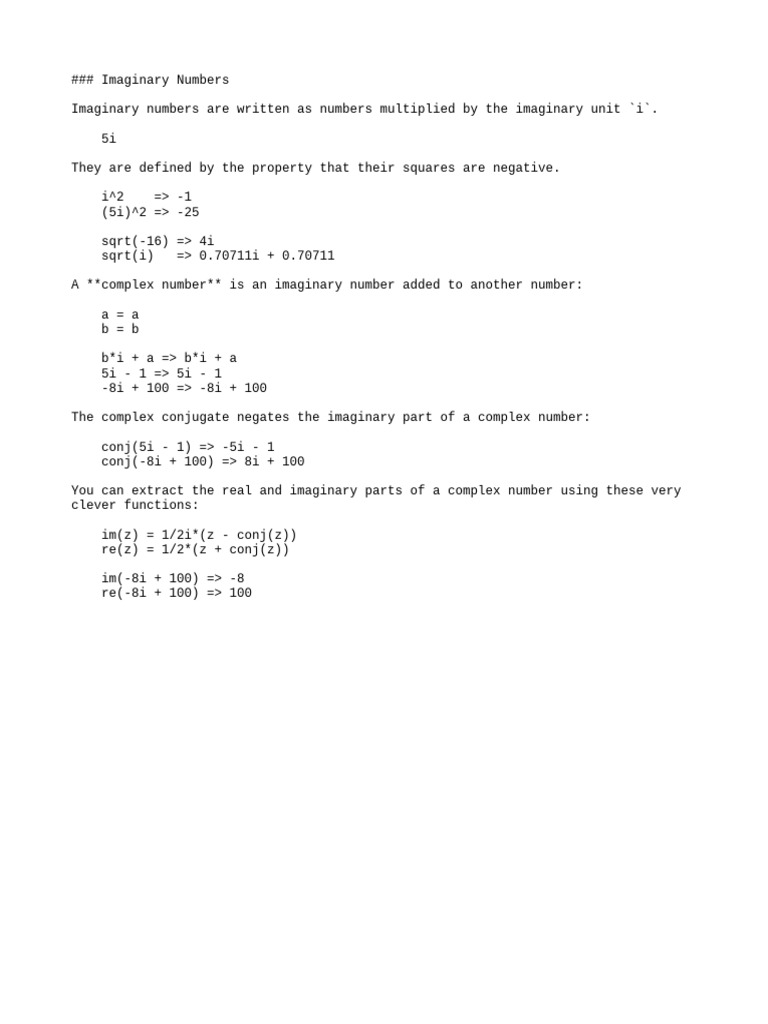Understanding Imaginary Numbers and Complex Conjugates | PDF