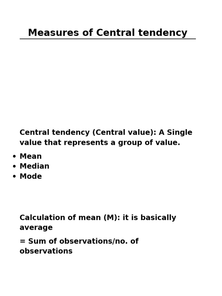 I - (I) Measures of Central Tendencies | PDF | Mode (Statistics) | Mean
