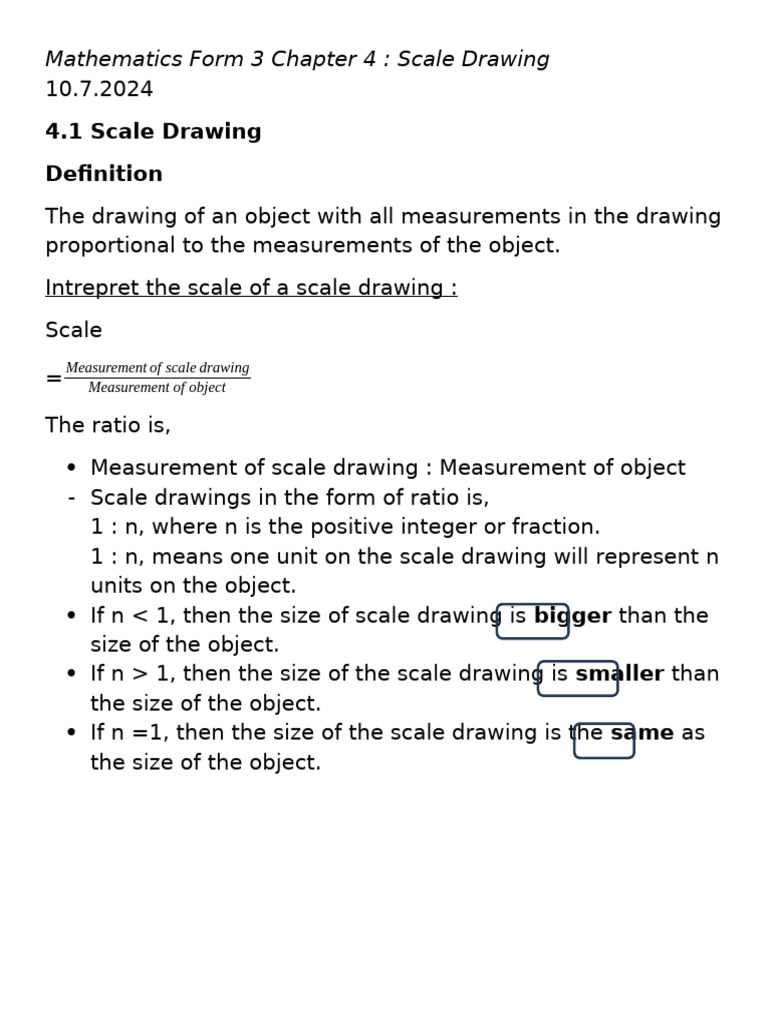 Scale Drawing in Mathematics Form 3 | PDF | Ratio | Mathematics
