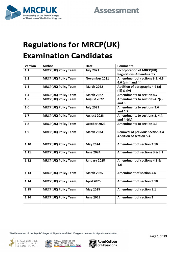 MRCP(UK) Exam Regulations 2025 | PDF | Identity Document