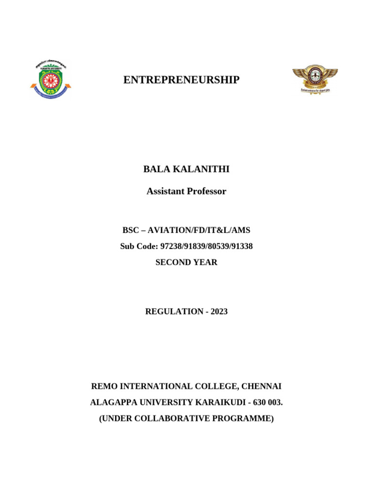 Entrepreneurship - Unit 1&2 | PDF | Entrepreneurship | Limited ...