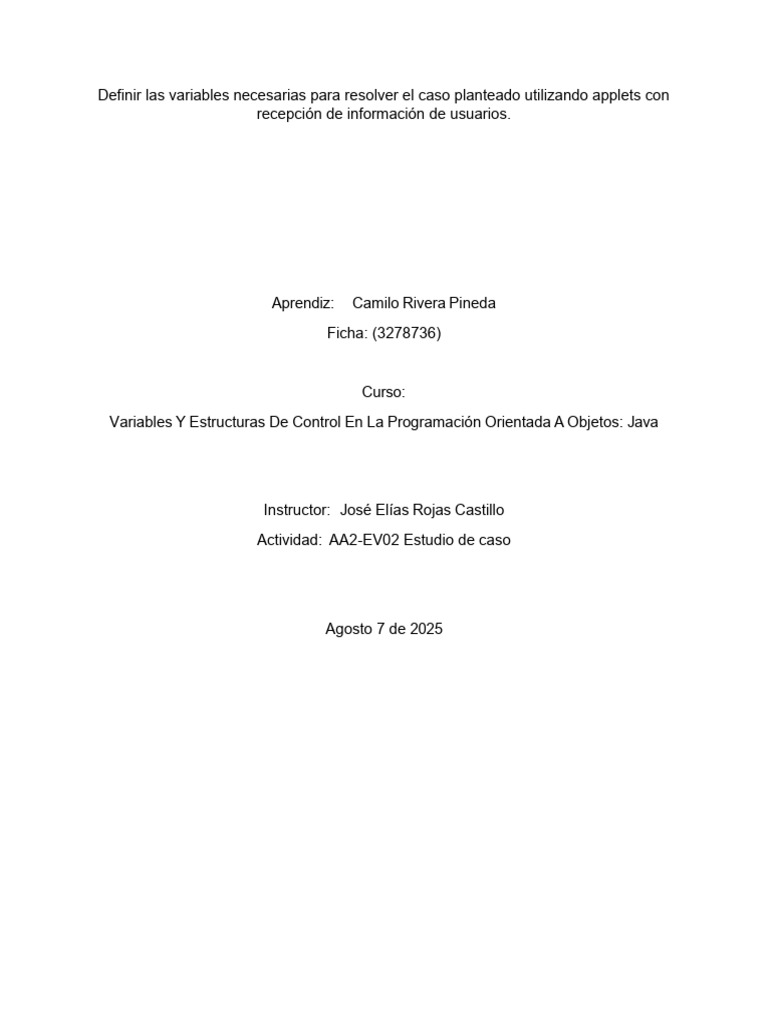 AA2-EV02 Estudio de Caso | PDF | Java (lenguaje de programación ...