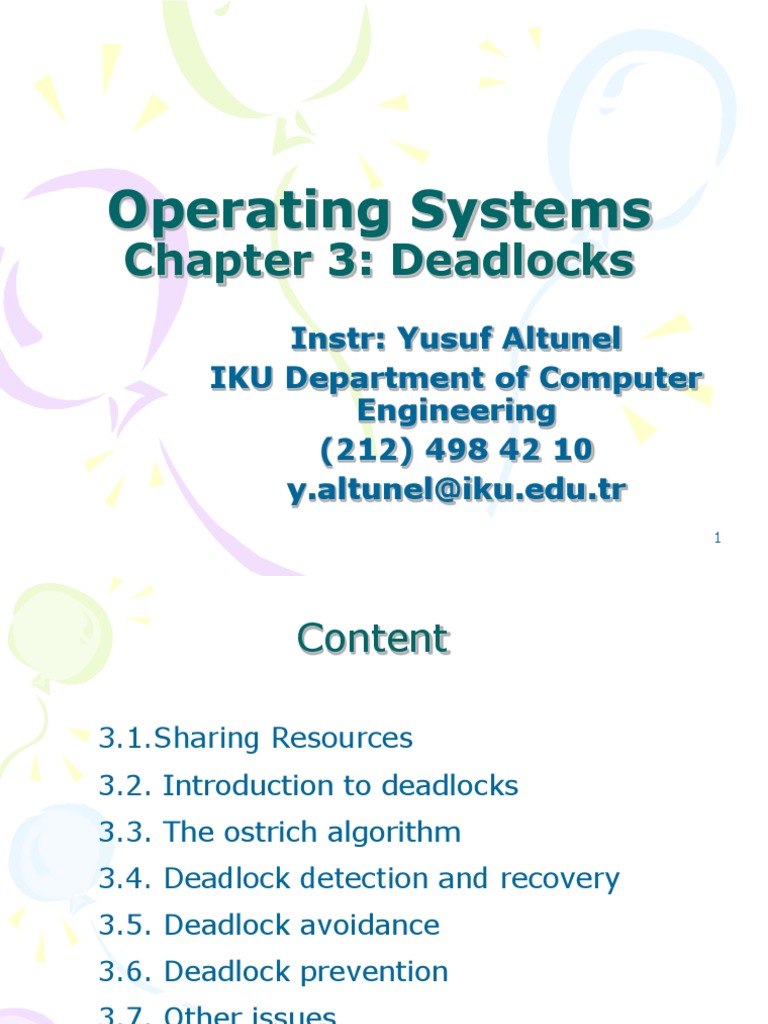 Operating Systems: Chapter 3: Deadlocks | Download Free PDF | Process (Computing) | Computer ...
