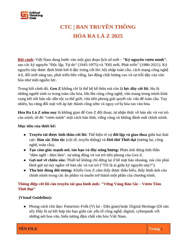 (CTC) (Hrlz2) Brief Design BND - Template Docs | PDF