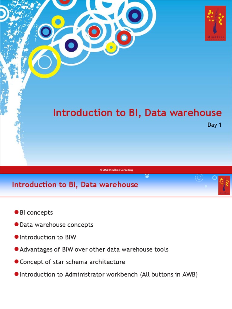 Introduction To Bi, Data Warehouse: © 2008 Mindtree Consulting © 2008 ...