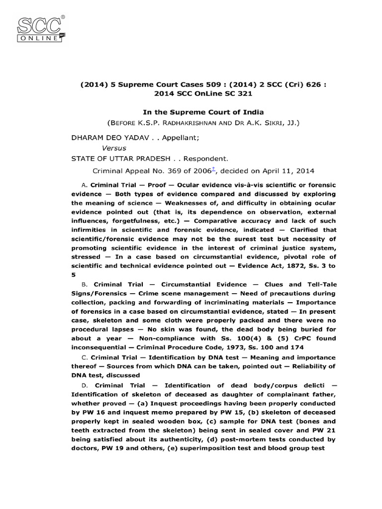 Dharam Deo Yadav vs state of up | PDF | Courts | Government Institutions