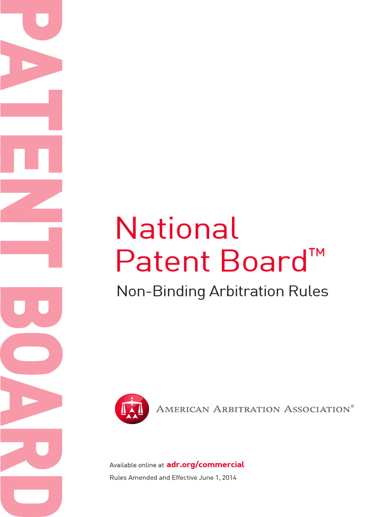 National Patent Board Non Binding Arbitration Rules | PDF | Arbitration ...