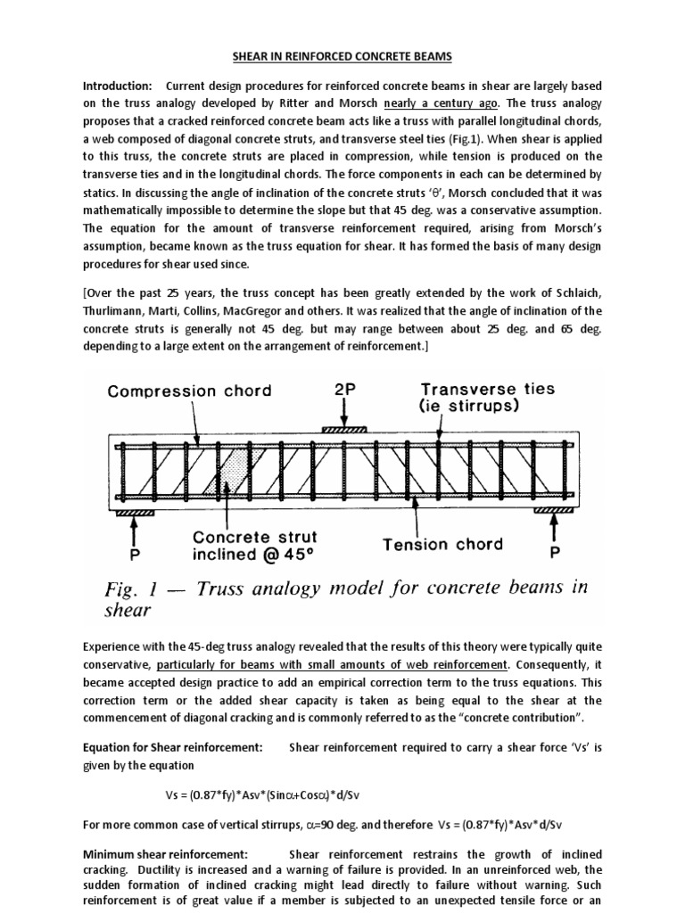 Shear in Reinforced Concrete Beams | PDF | Truss | Beam (Structure)