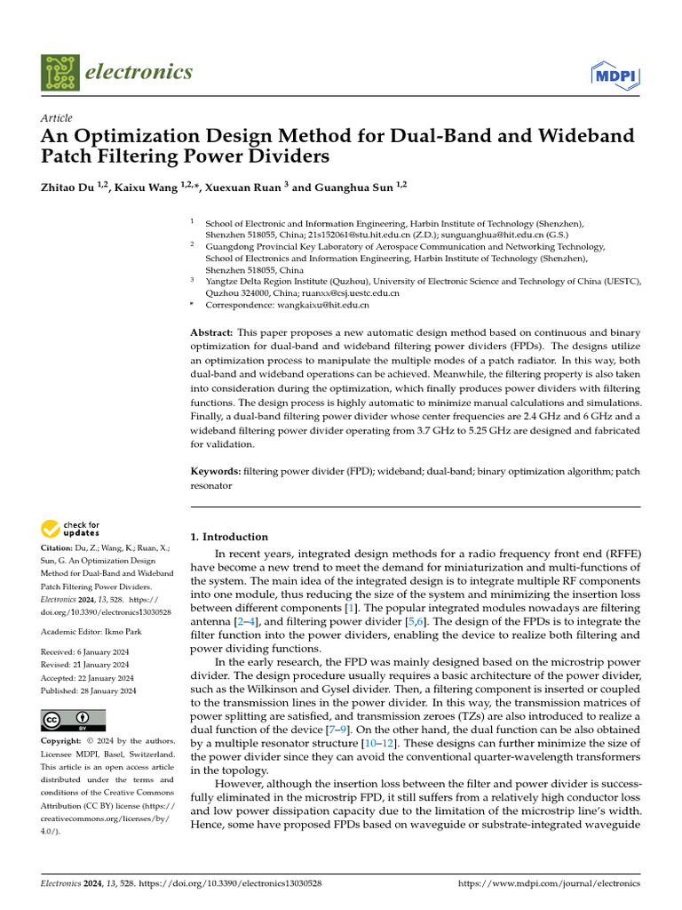 Optimized Dual-Band Wideband Power Dividers | PDF | Mathematical ...