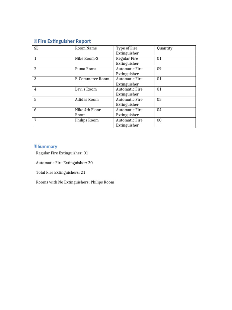 Fire Extinguisher Report | PDF
