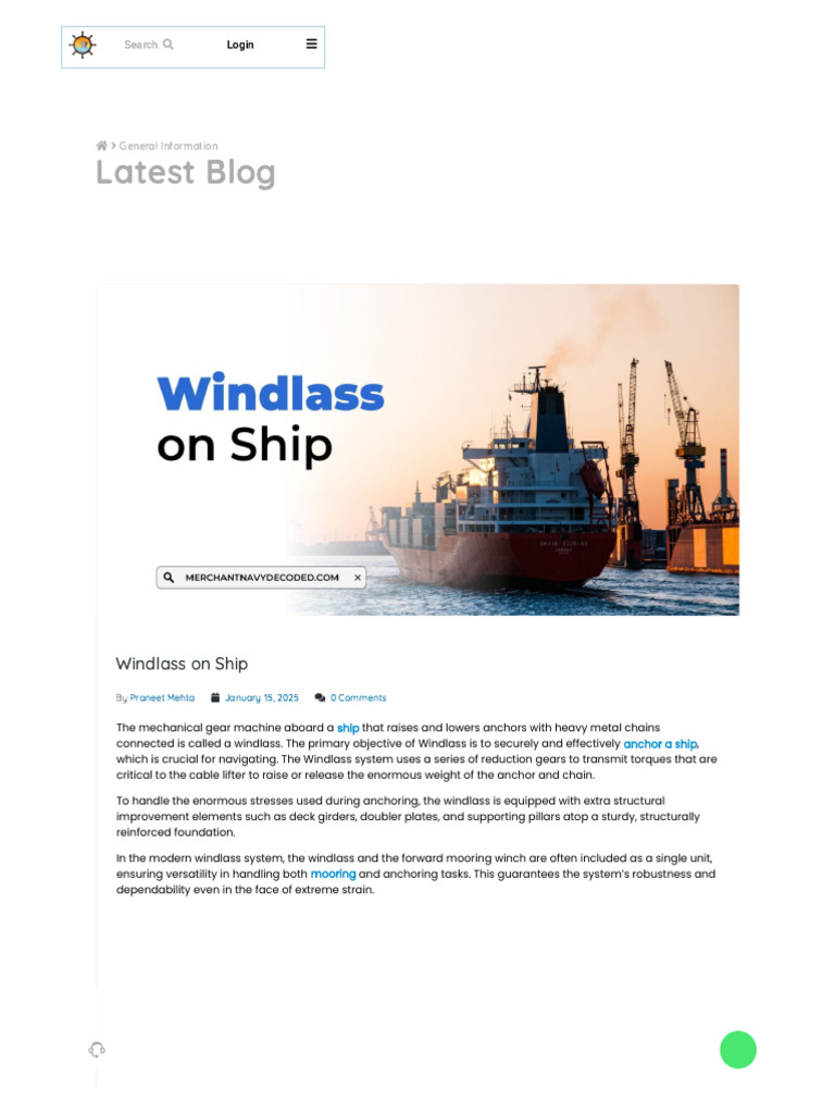 Types and Functions of Ship Windlasses | PDF | Anchor | Ships