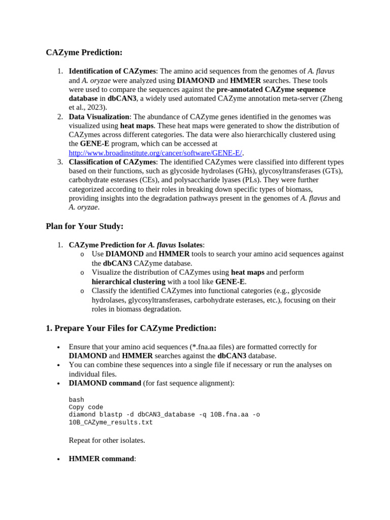 CAZyme Analysis Using dbCAN3 Tools | PDF | Biological Engineering ...