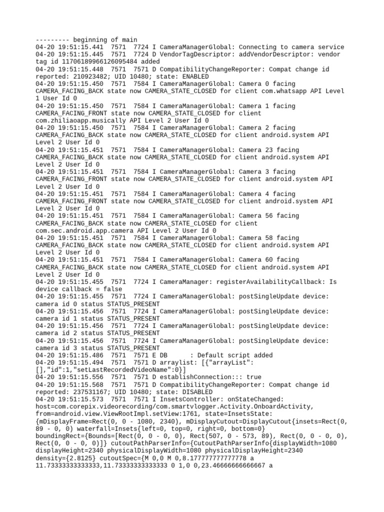 Camera State and Connection Logs | PDF | Software Engineering ...