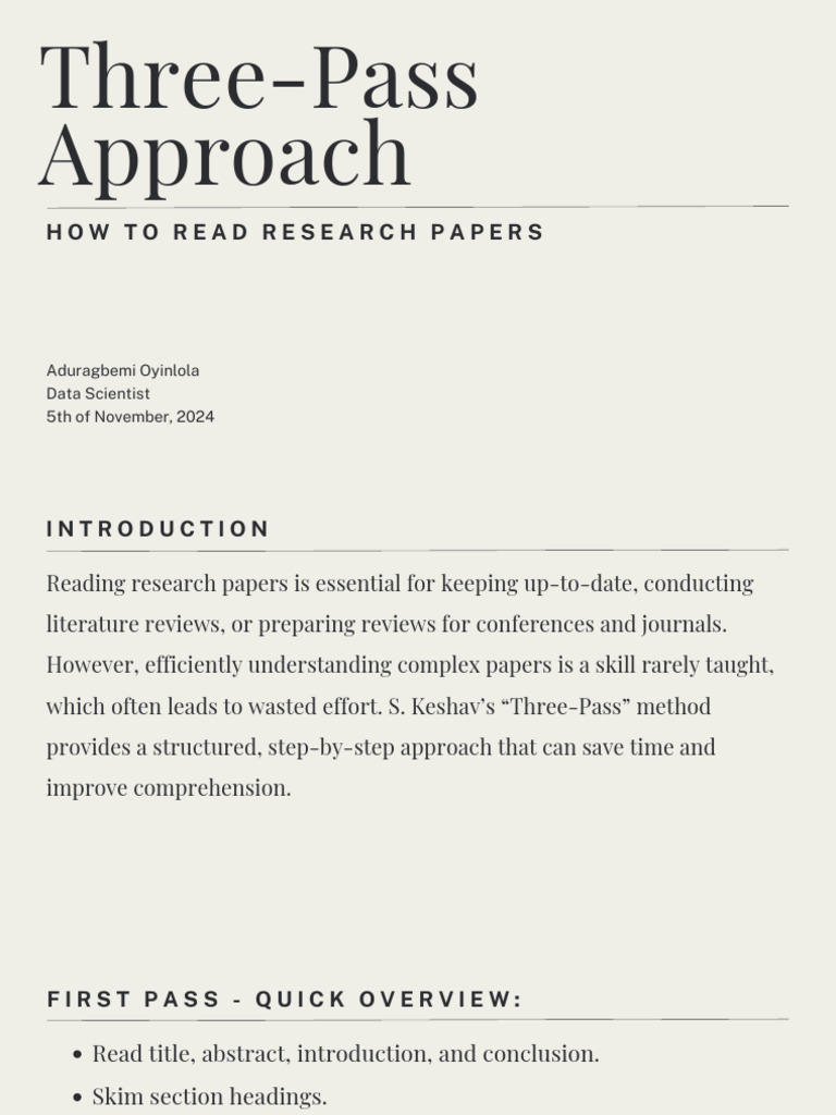 Mastering the Three-Pass Reading Method | PDF