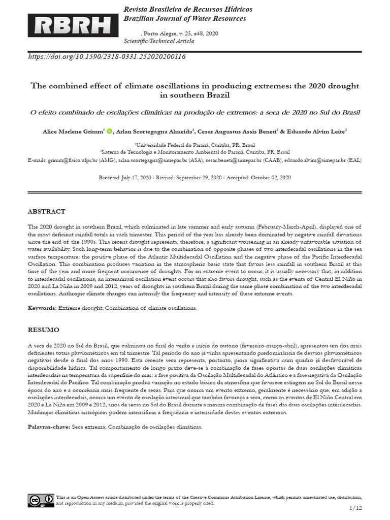 2020 Southern Brazil Drought Analysis | PDF | Sea Surface Temperature ...