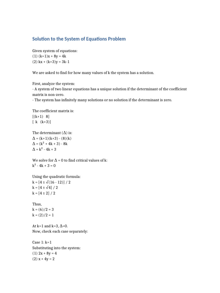 System of Equations Solution | PDF