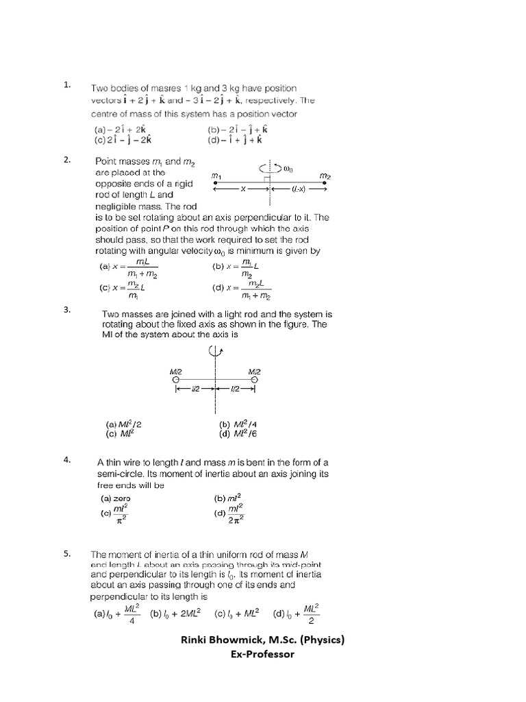 System of Particles and Rigid Body - Foundation Question | PDF