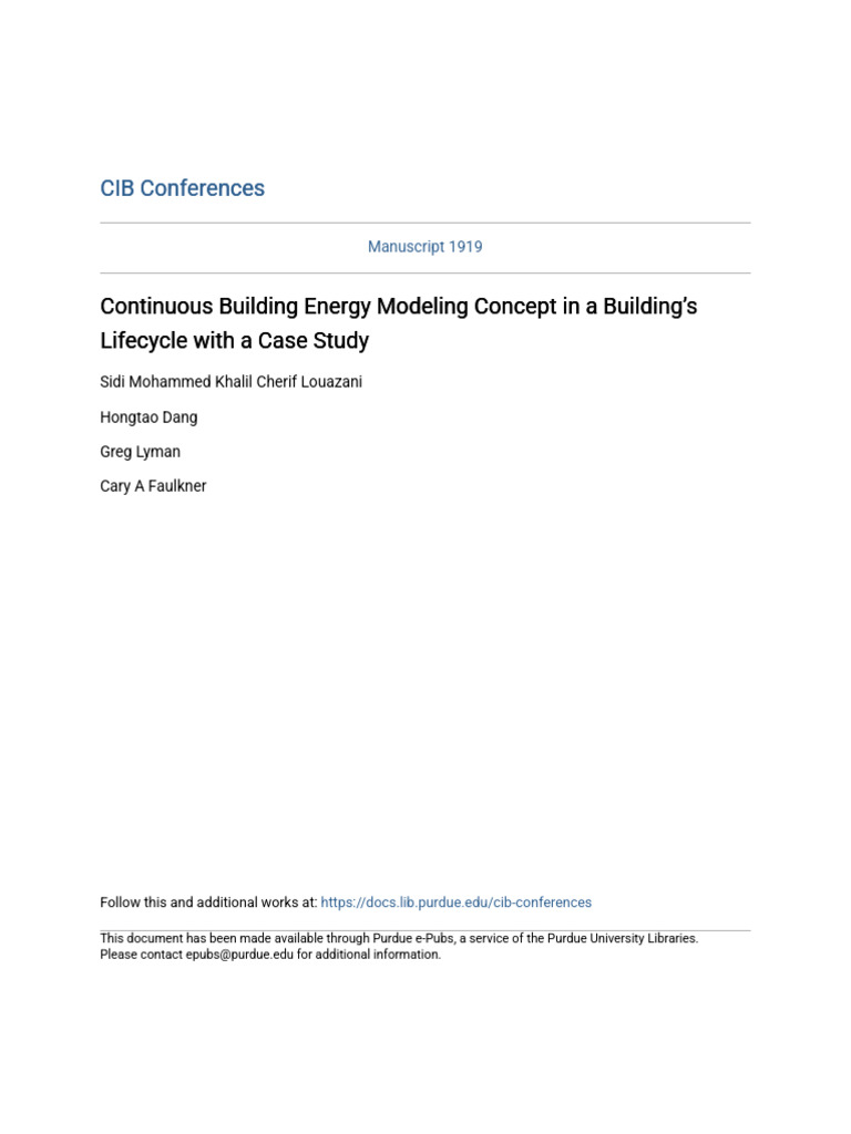 Continuous Building Energy Modeling Concept in A Building - S Lifec ...