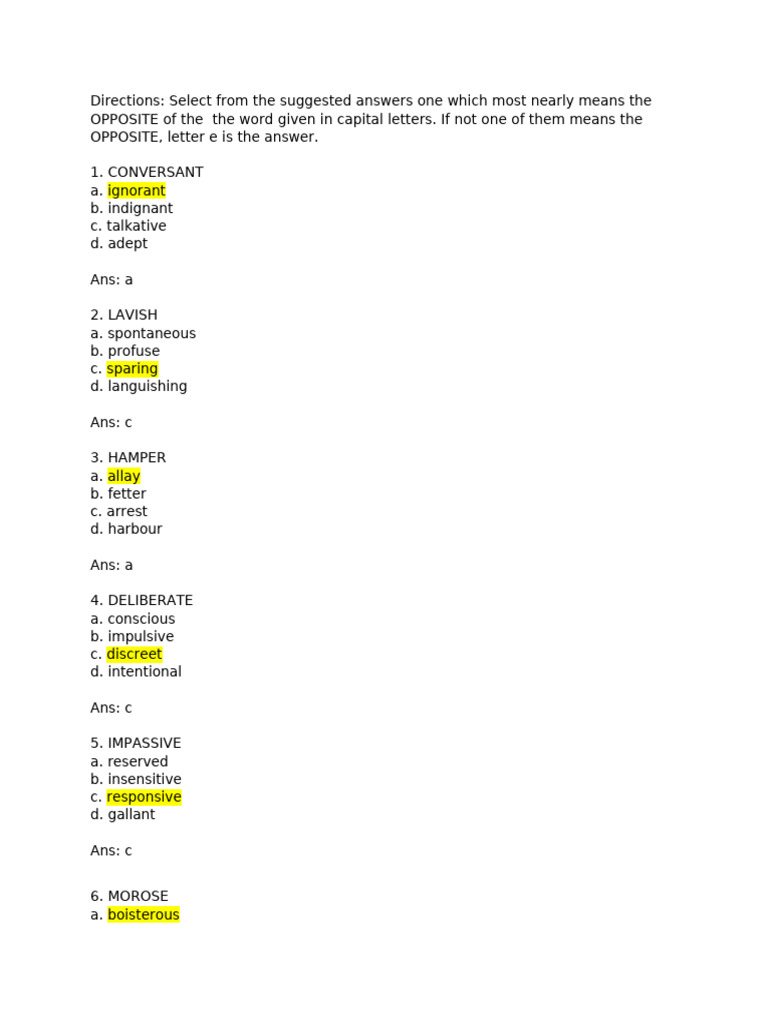 Verbal Reasoning (English Vocabulary Part 2) - 1 | PDF