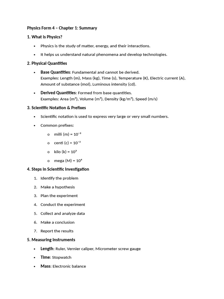 Physics Form 4: Key Concepts Overview | PDF