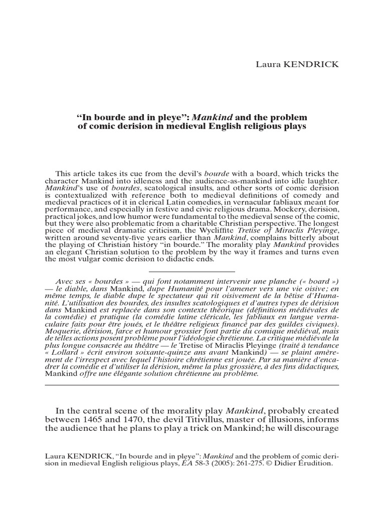 Laura Kendrick's Article On Medieval English | PDF | Comedy