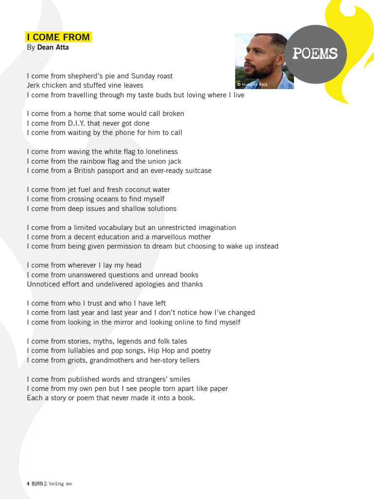 Analysis of "I Come From" by Dean Atta | PDF