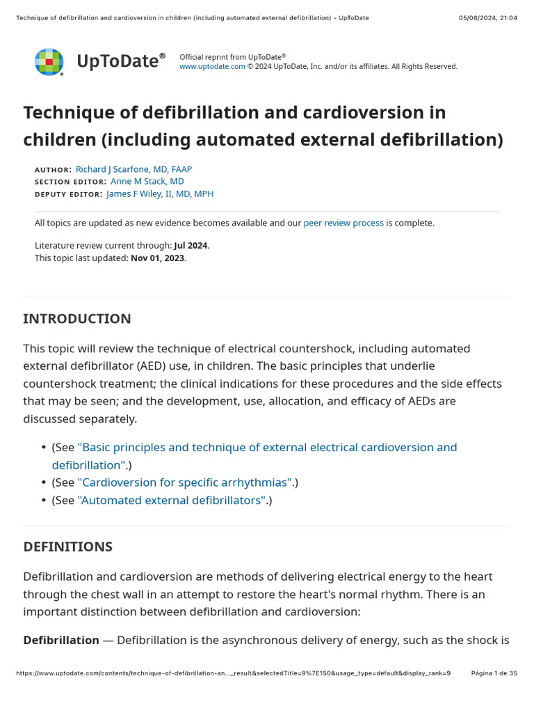 Technique of Defibrillation and Cardioversion in Children (Including ...