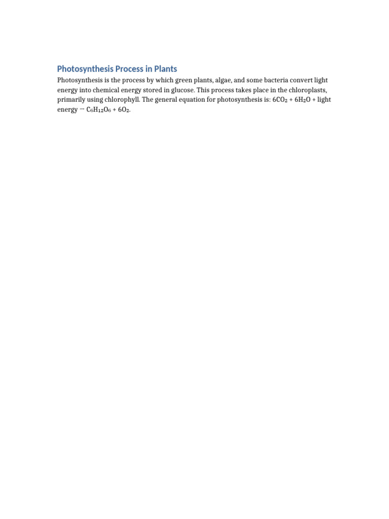 Photosynthesis Process in Plants | PDF