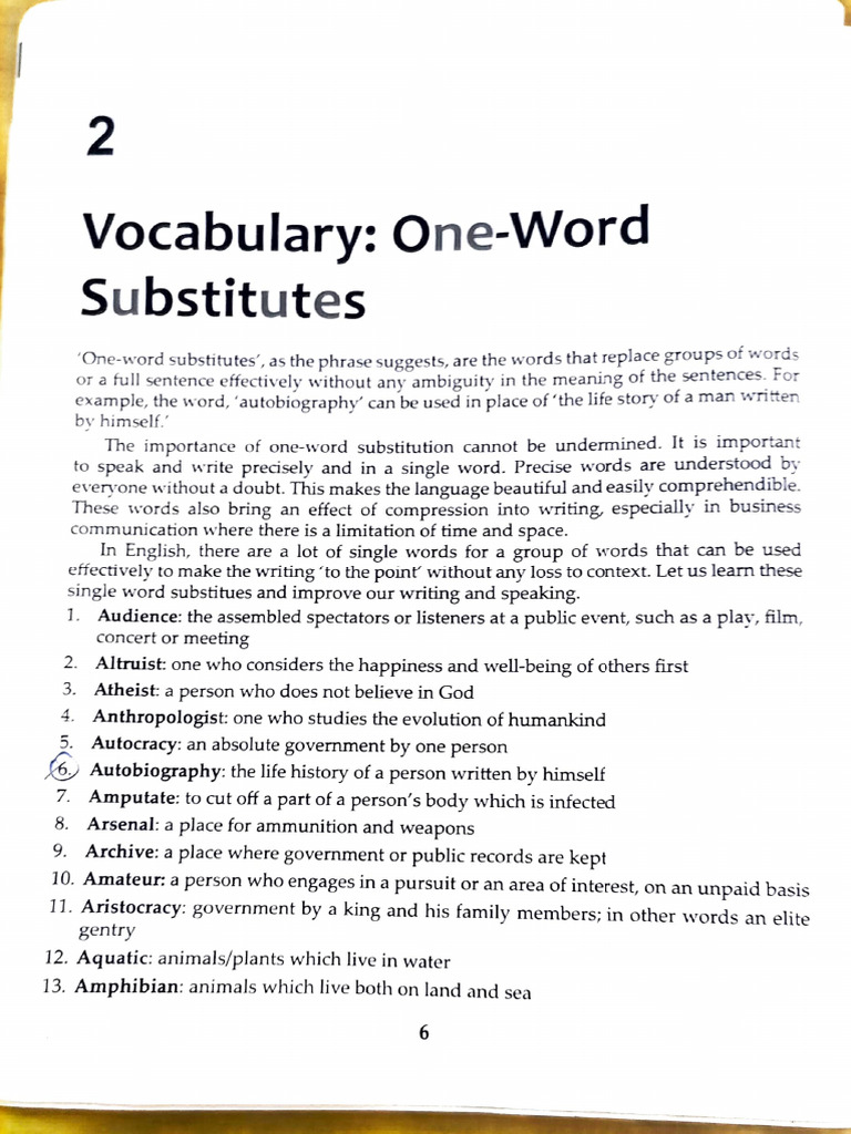 One Word Substitutes | PDF