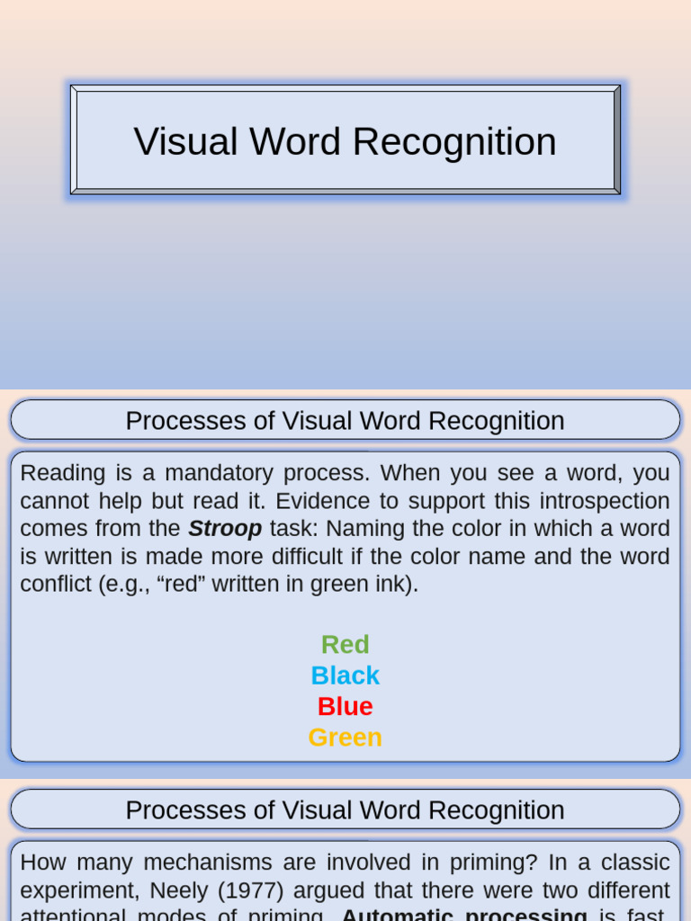 Understanding Visual Word Recognition | PDF | Priming (Psychology ...
