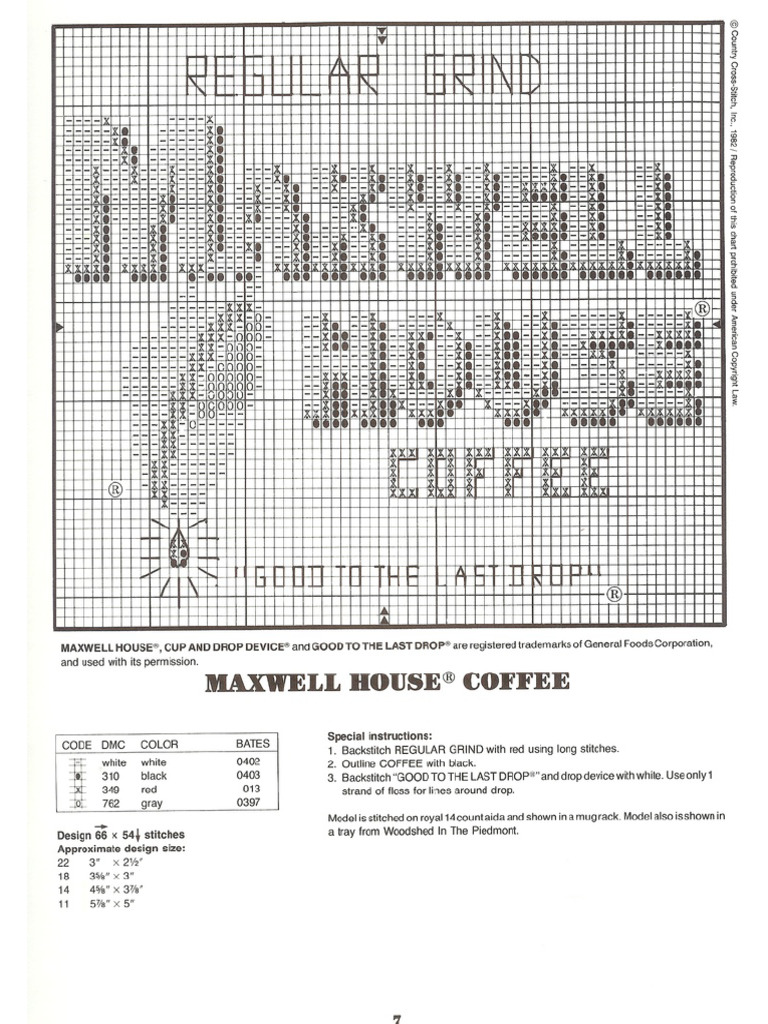 Maxwell House Cross Stitch Pattern | PDF