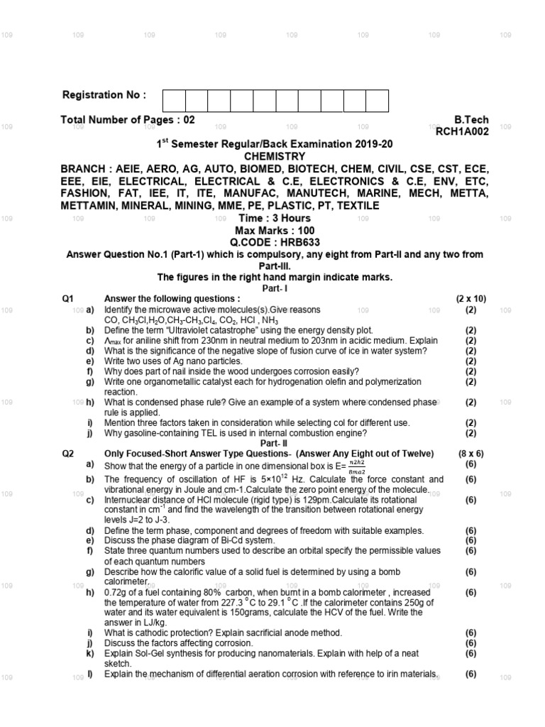 Chemistry Hrb633 Ae Ce Che Cse Ele Etc Mec Mme Pe 1bpe 19 20 | PDF | Corrosion | Applied And ...