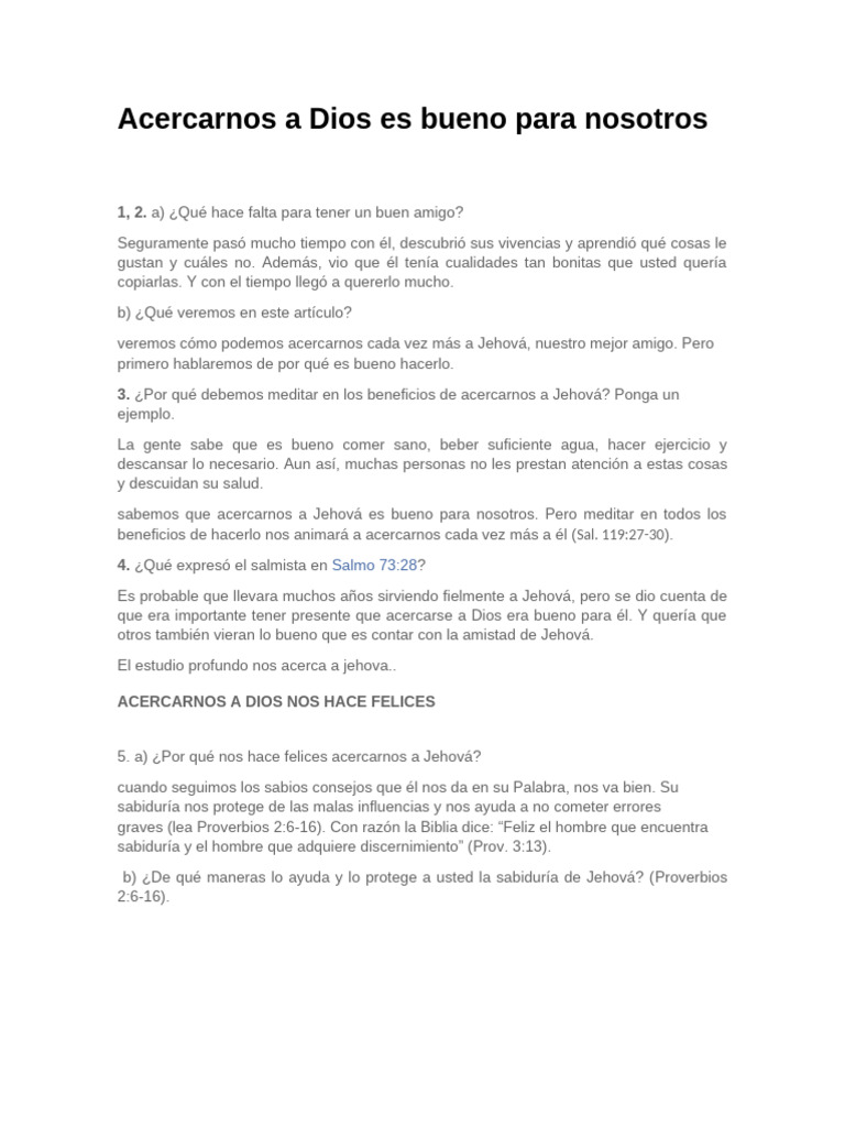 Acercarnos A Dios Es Bueno para Nosotros | PDF | Dios | Sabiduría