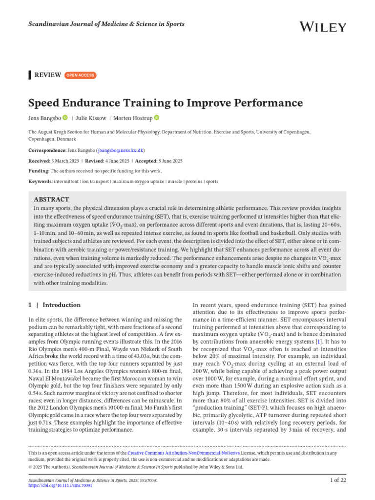 Speed Endurance Training To Improve Performance | PDF | Skeletal Muscle ...